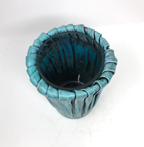 Medium Leather & Glass Vase #1 - Cathy Wiggins Art